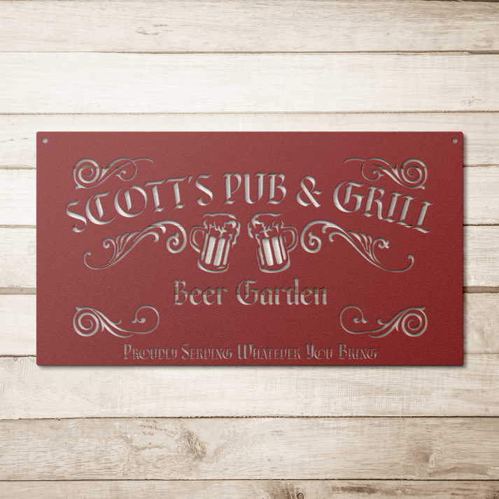 Beer Garden Pub Metal Sign - Personalize Your Space – Metal Art Signs