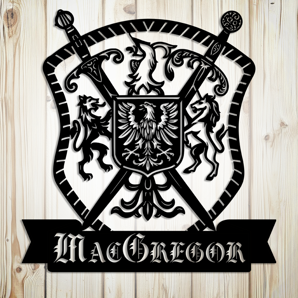 Family Crest Metal Sign – Personalized Steel Wall Art – Metal Art Signs