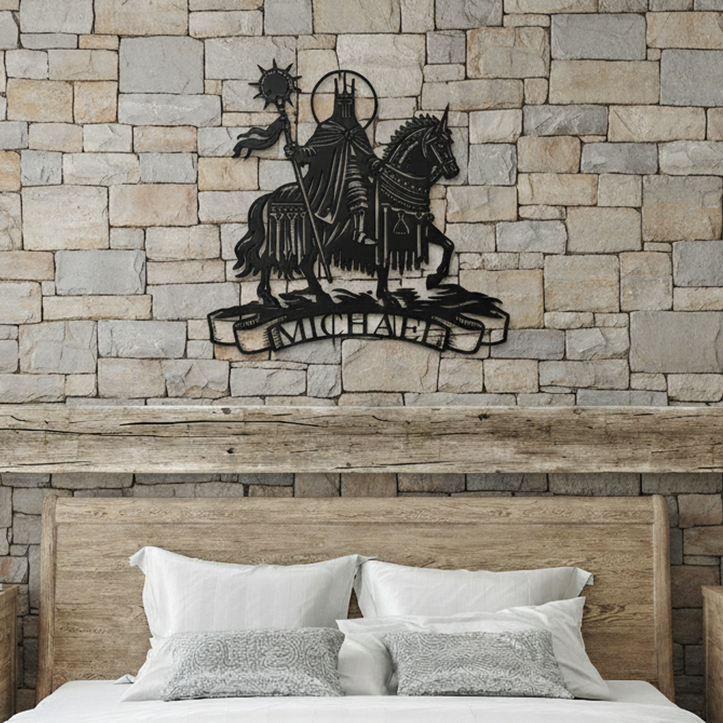 Custom Metal Fantasy Banner Crest Medieval Knight on Horse Wall Art ...