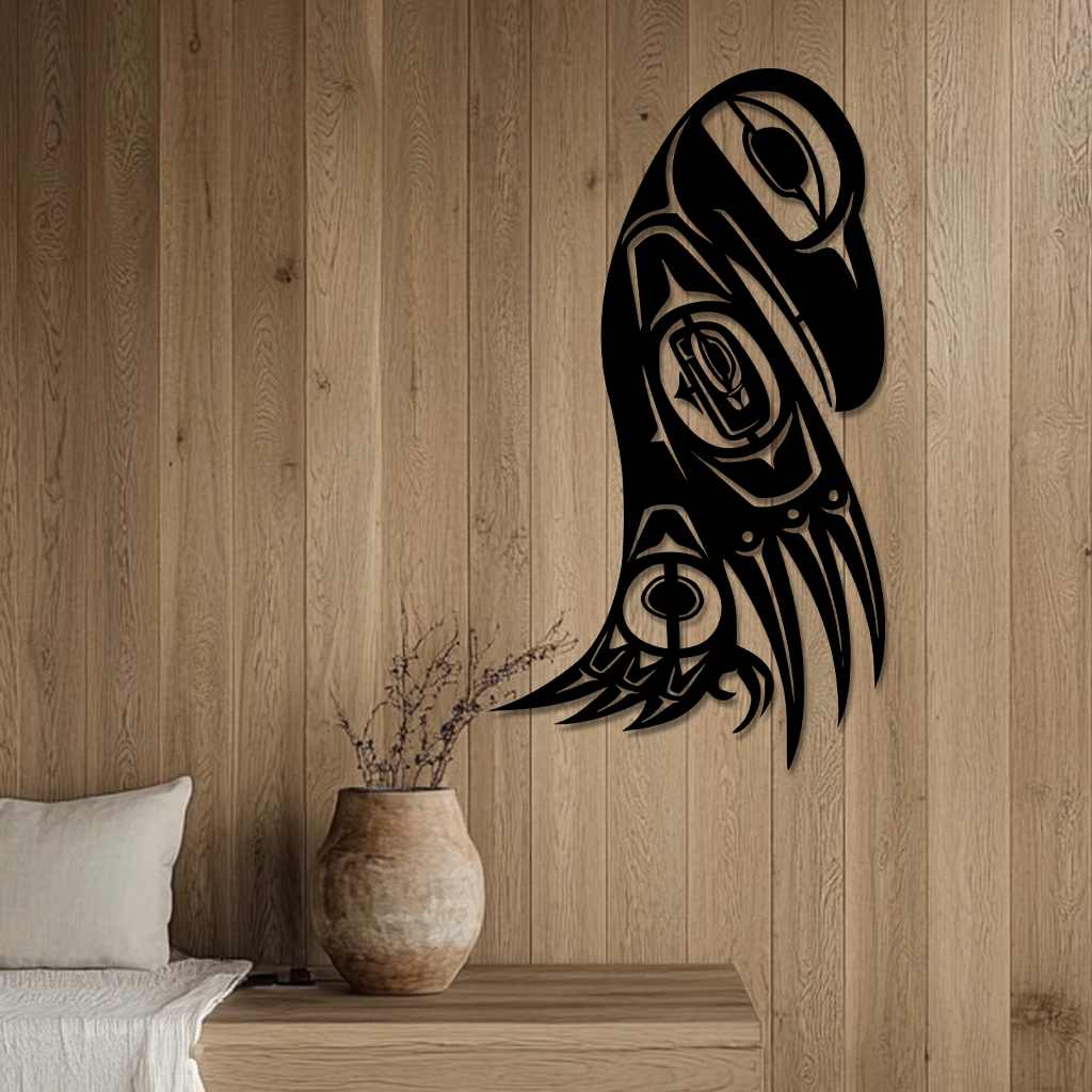 Northwest Tribal Raven Totem Pole Metal Art | Native American Style ...