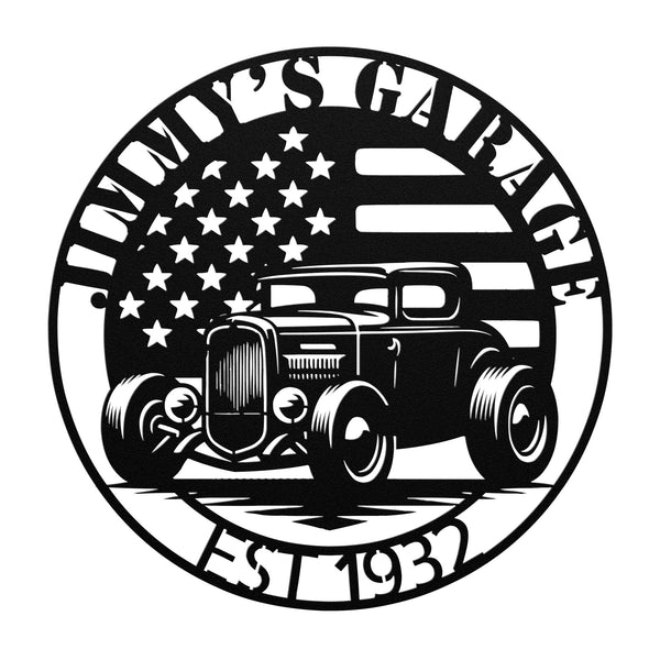 Ford Hot Rod Coupe Metal Sign | Custom Garage Wall Art | Metal Art Signs
