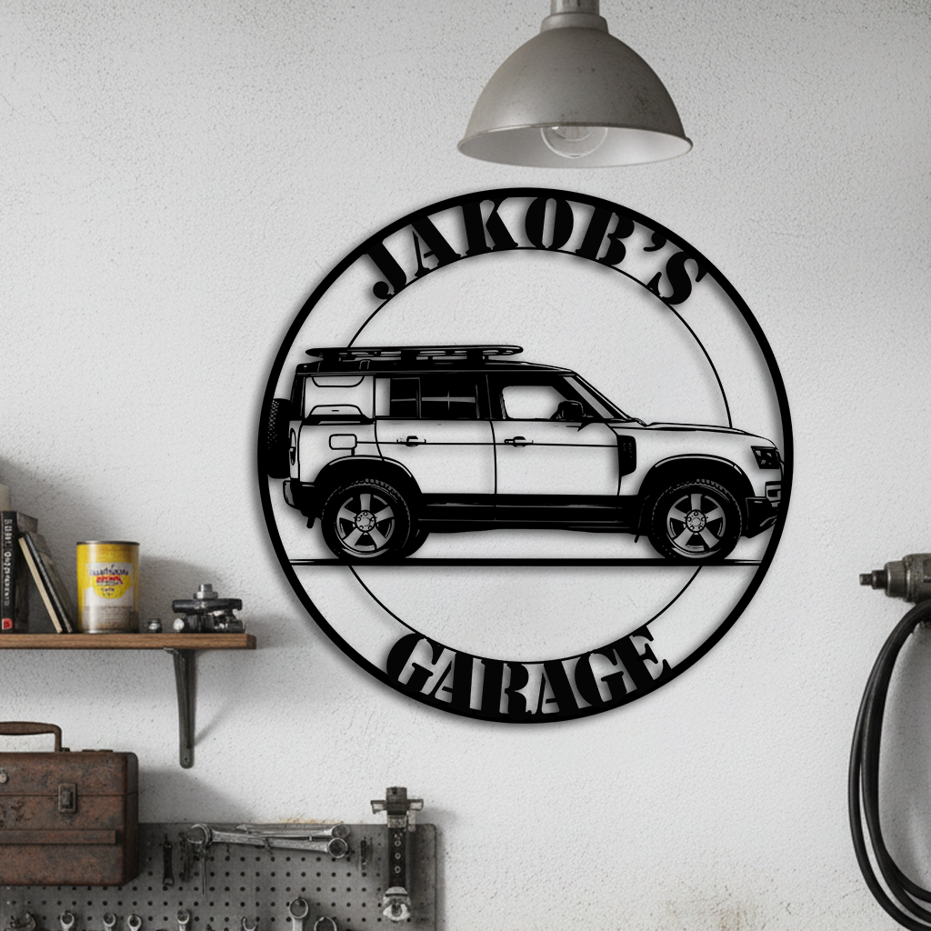 Land Rover Defender steel wall art crafted from weatherproof metal sig ...