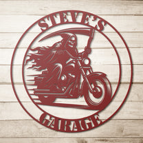 Reaper Riding a Harley Davidson Motorcycle Custom Garage Sign | Biker ...
