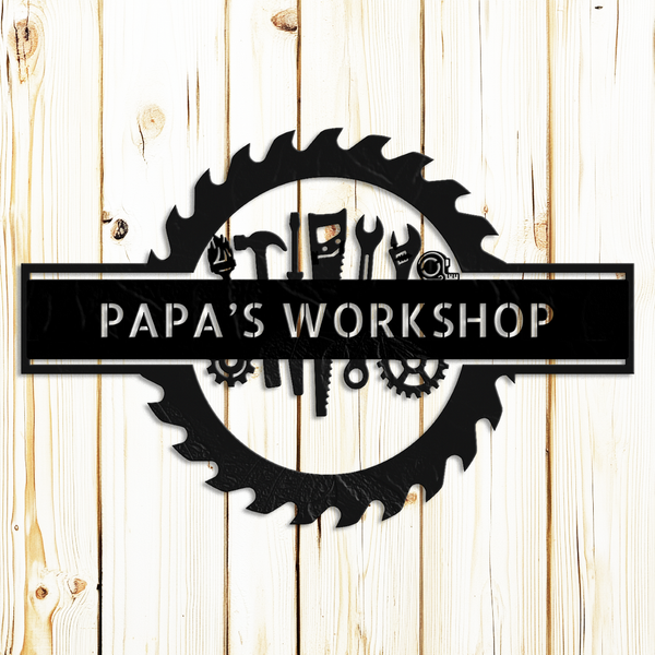Custom Workshop Sign | Personalized Metal Garage Sign | Metal Art Signs