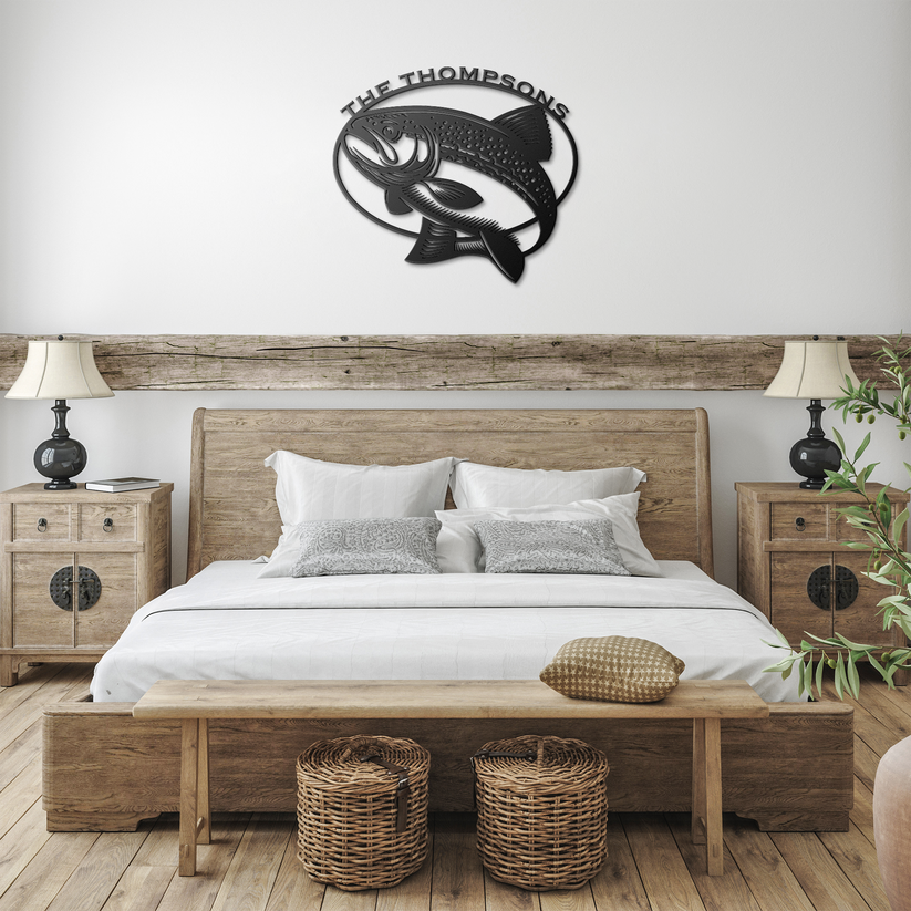 Trout Fish Sign - Custom Text | Durable Steel Decor – Metal Art Signs