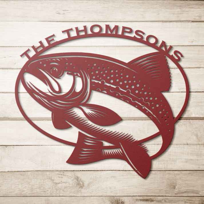 Trout Fish Sign - Custom Text | Durable Steel Decor – Metal Art Signs