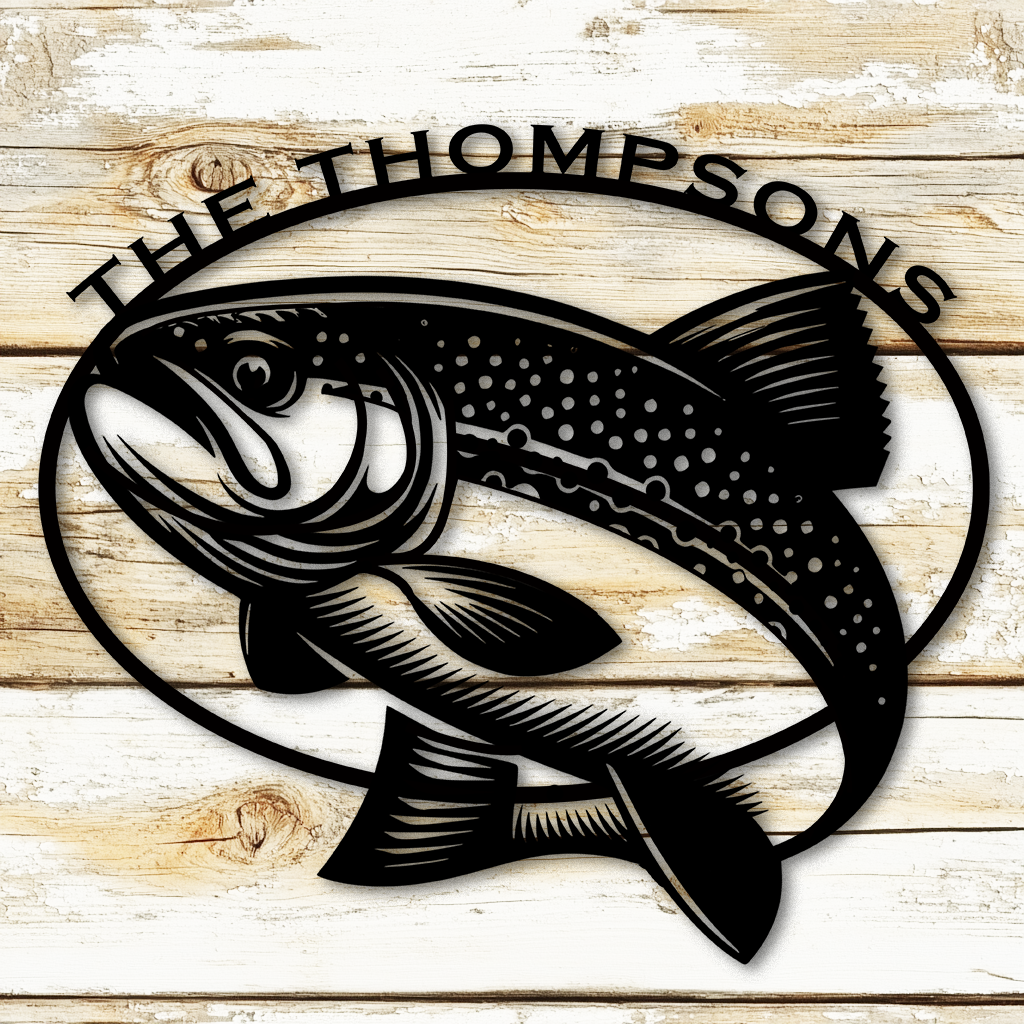Trout Fish Sign - Custom Text | Durable Steel Decor – Metal Art Signs