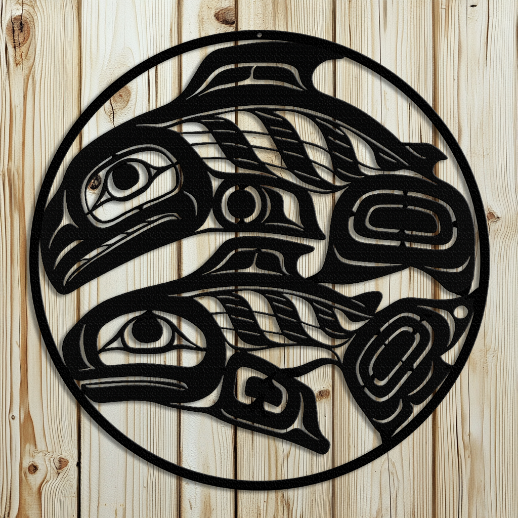 Salmon Tlingit Haida Sign - Metal Decor | 18-Gauge Steel, Indoor ...