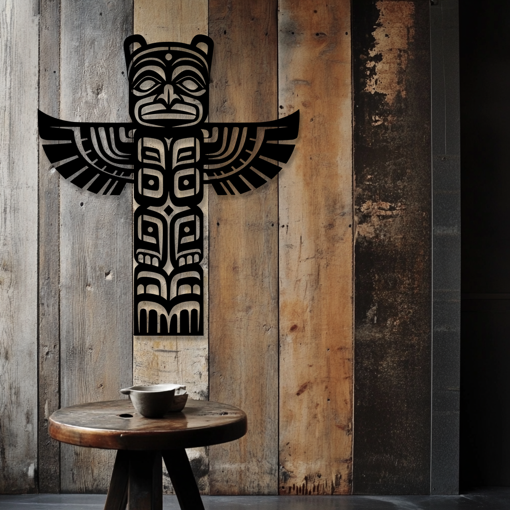 Native American Totem Pole Metal Art - 18 Gauge Steel | Cultural Decor ...